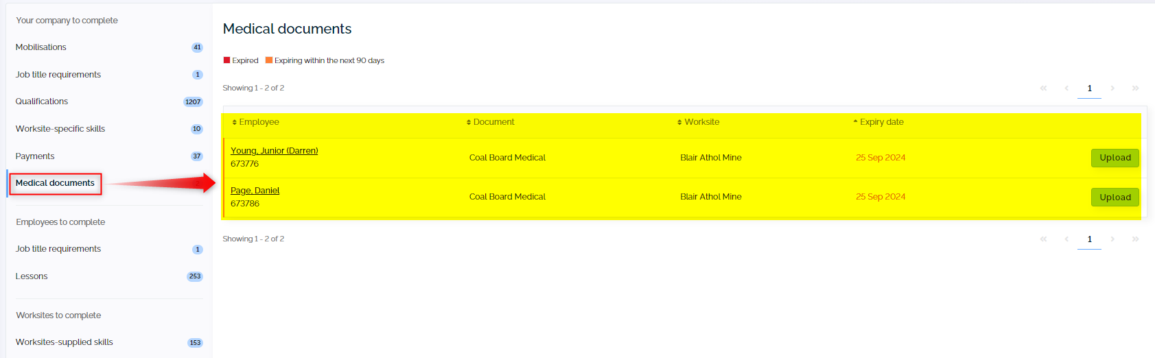 Employee & Company Expiries – Damstra