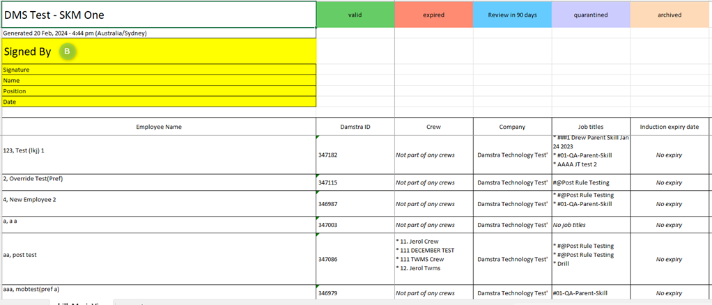 Schedule a Skills Matrix Report – Damstra