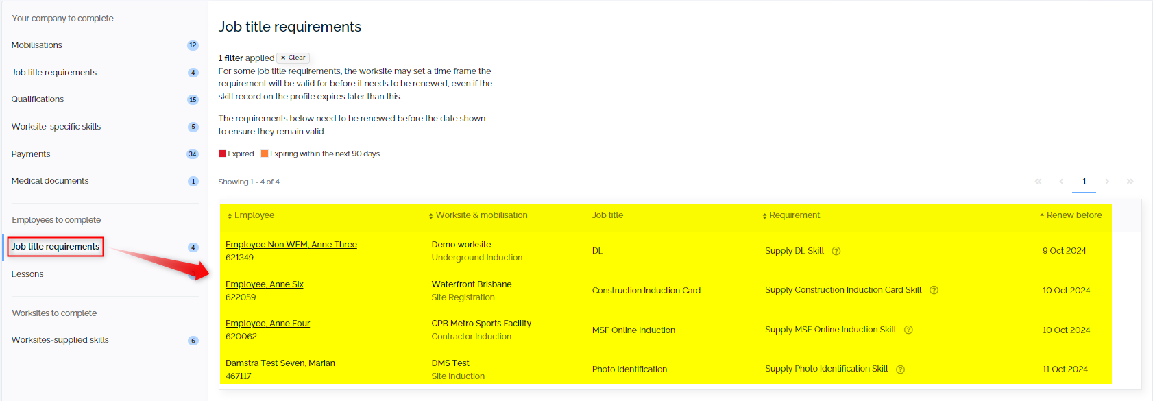 Employee & Company Expiries – Damstra