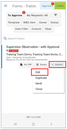 Mobile App - How to approve a form – Damstra