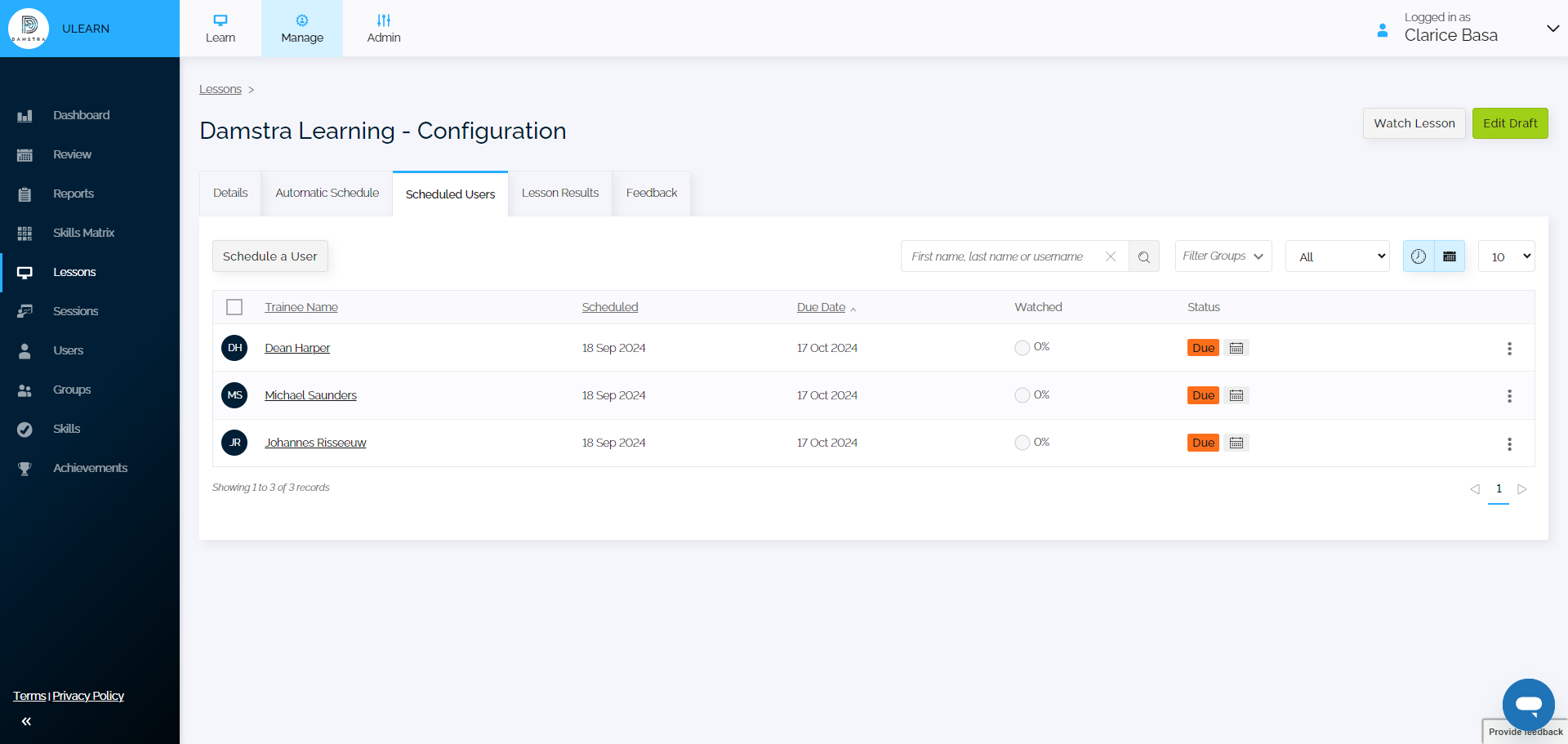 Distribute Mandatory Lessons – Damstra