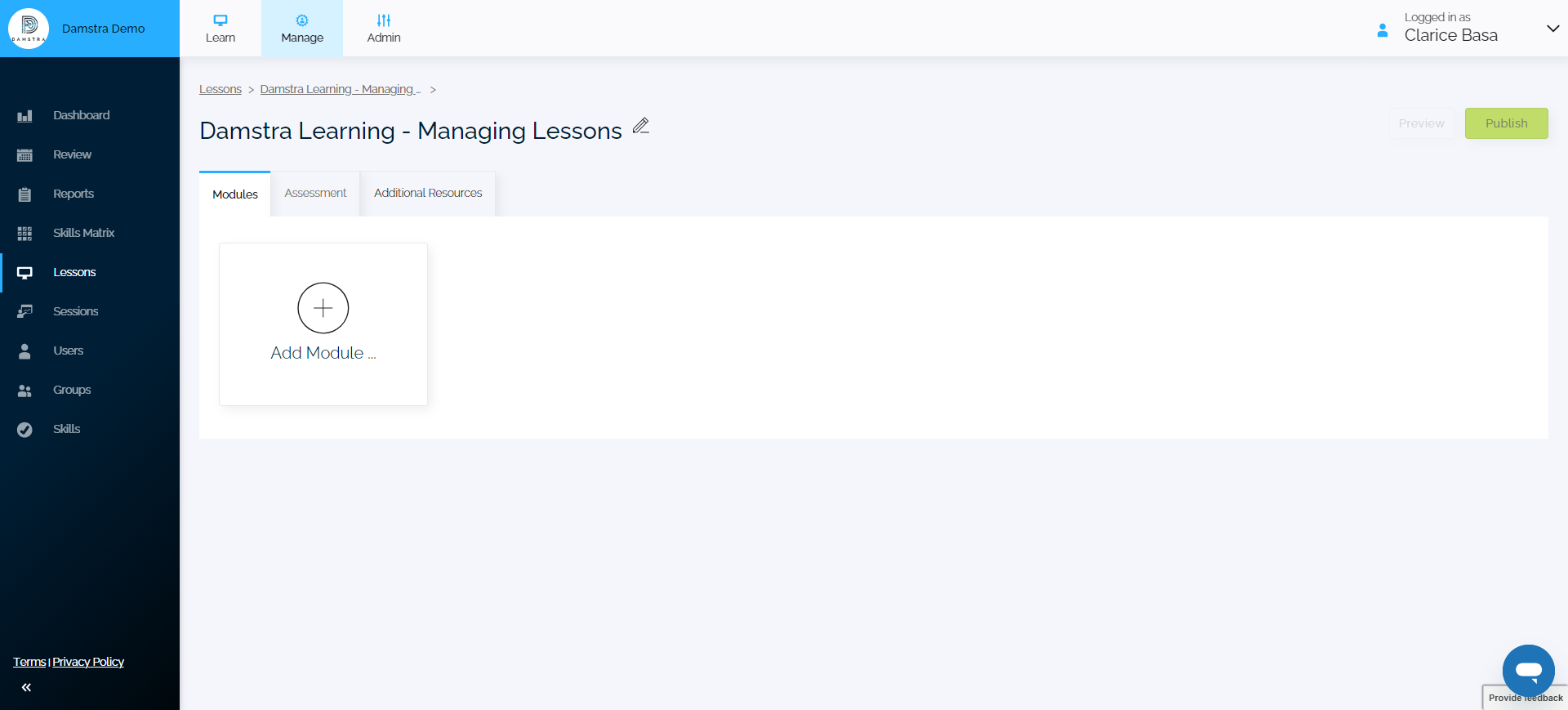 Creating a lesson with a Damstra Learning Module Editor – Damstra