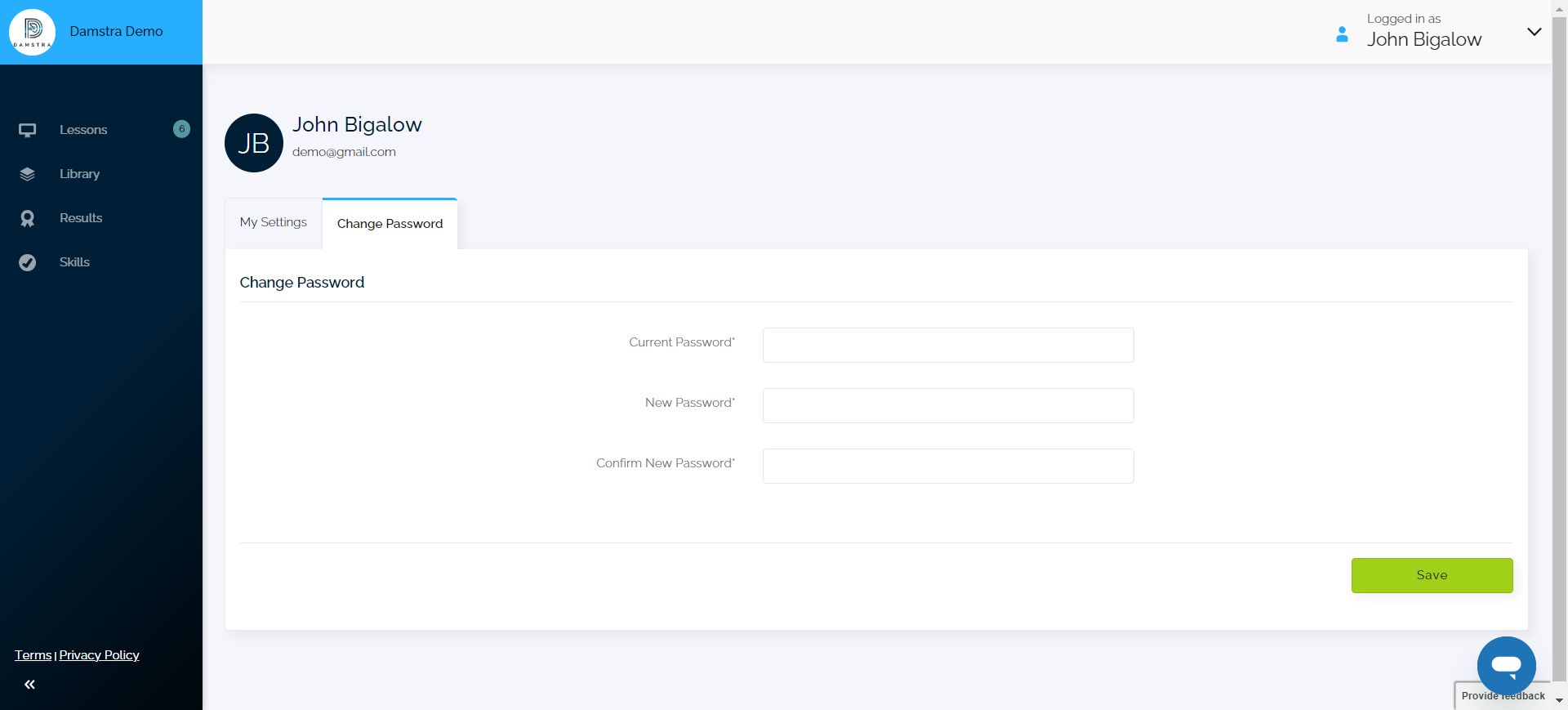 My settings – Damstra