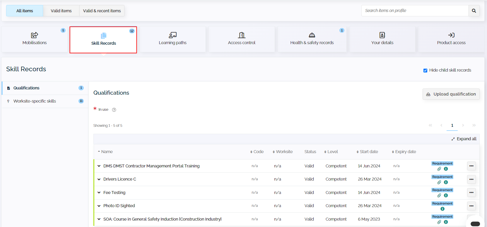 Employee Profile - Skill Records – Damstra