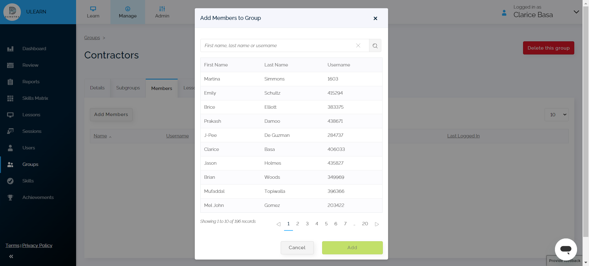 Managing Groups – Damstra
