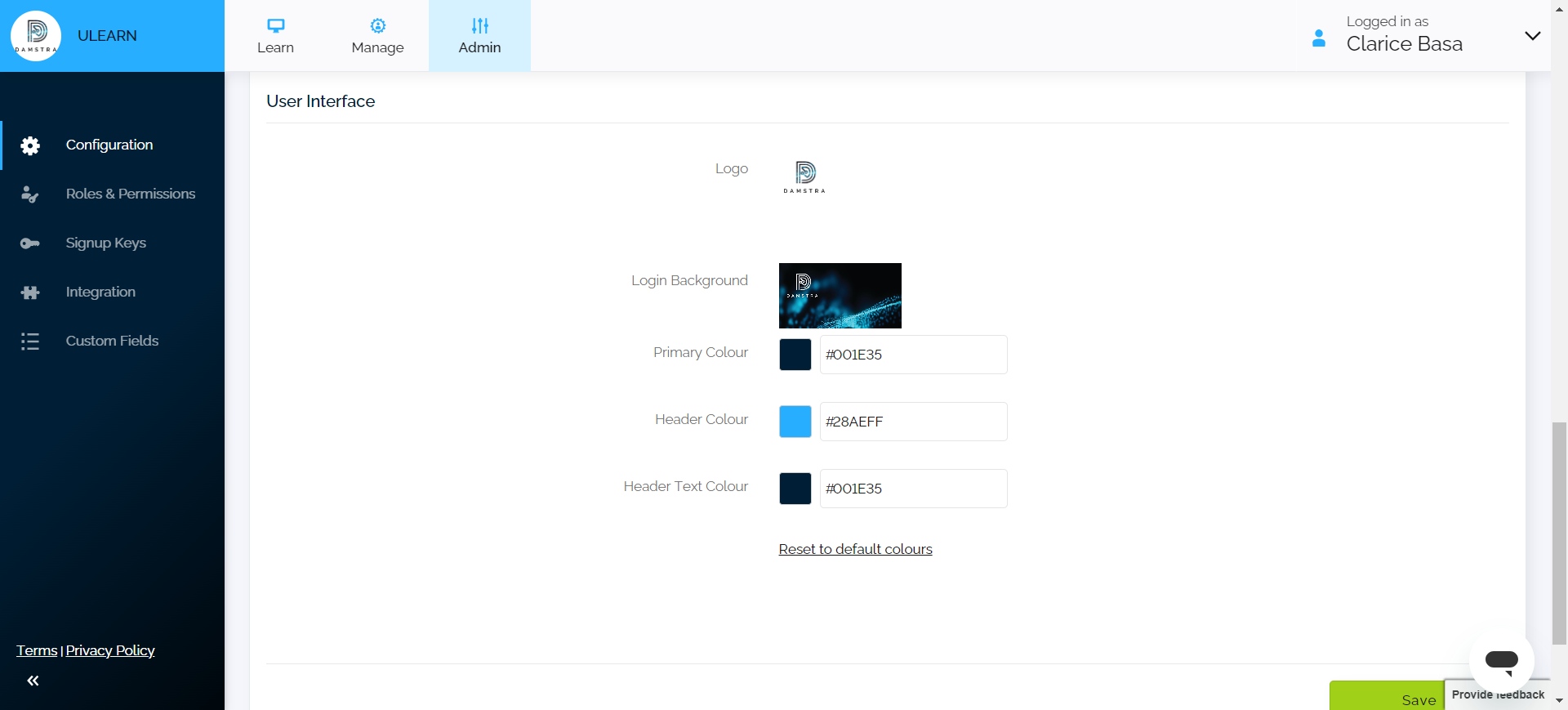 Customise Damstra Learning with your organisation's branding – Damstra