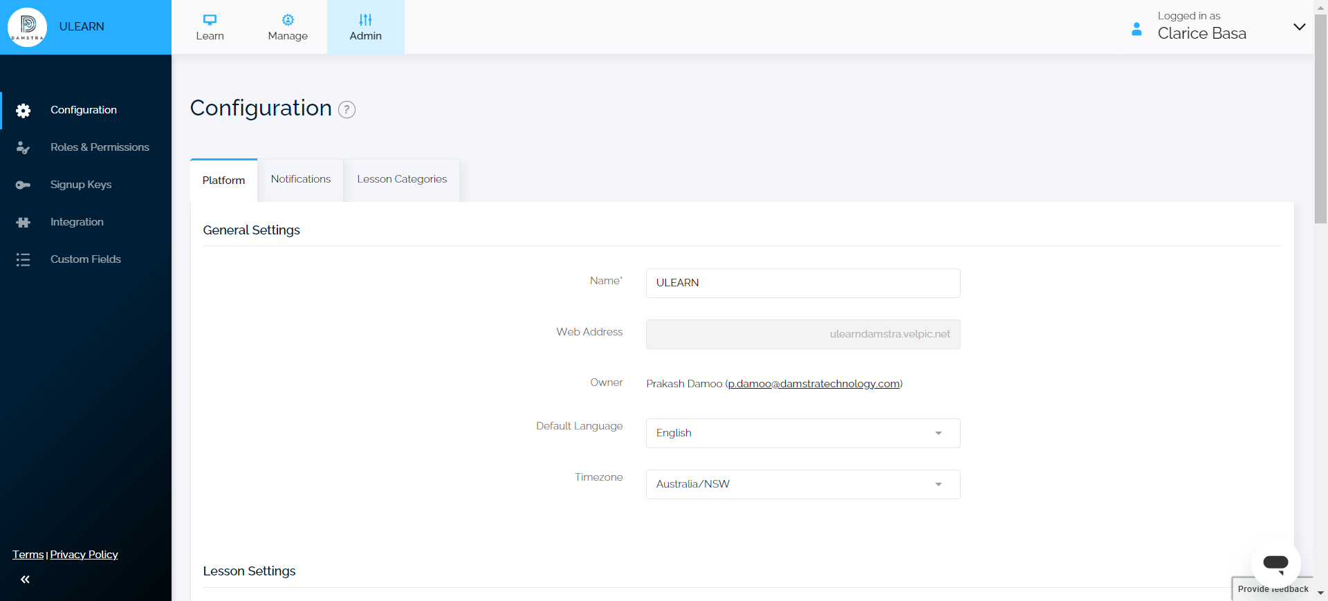 Configuration: Platform – Damstra