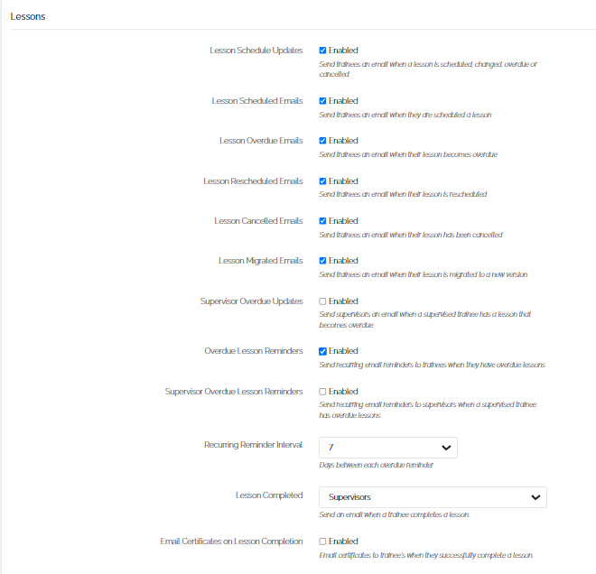 Configuration: Notifications – Damstra