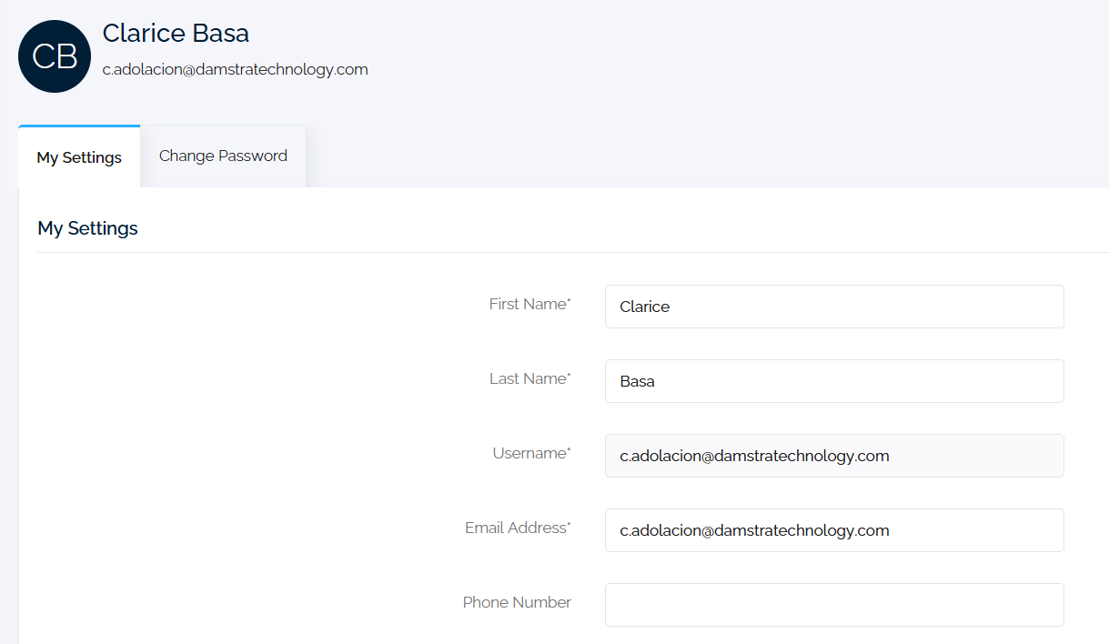 How to change my account details and password – Damstra