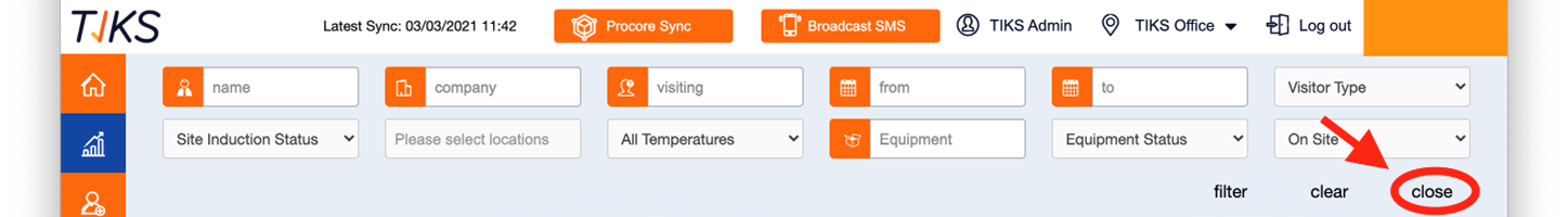 How do I close the filter options? – Damstra