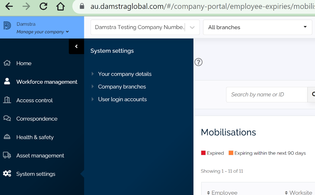 Systems Settings – Damstra
