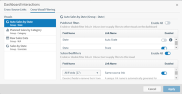 Understand the Cross-Visual Filtering Tab – Damstra