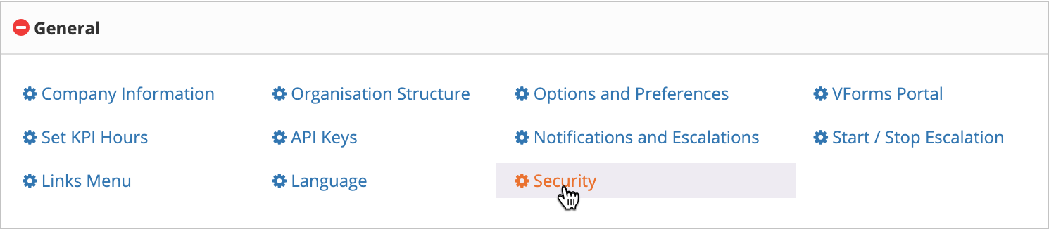 Security Settings – Damstra