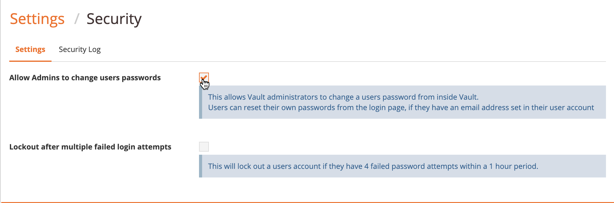 Security Settings – Damstra