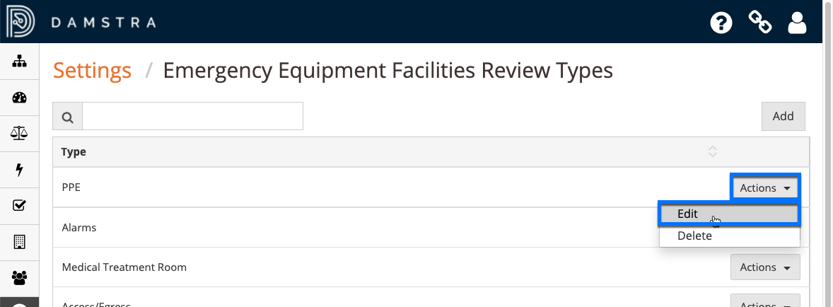 Manage Emergency Equipment Facilities Review Types - Damstra Safety – Damstra