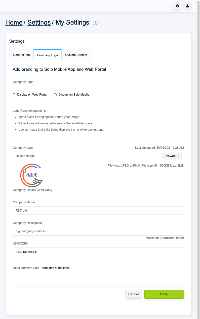 Getting Started: My Settings - Solo Platform – Damstra