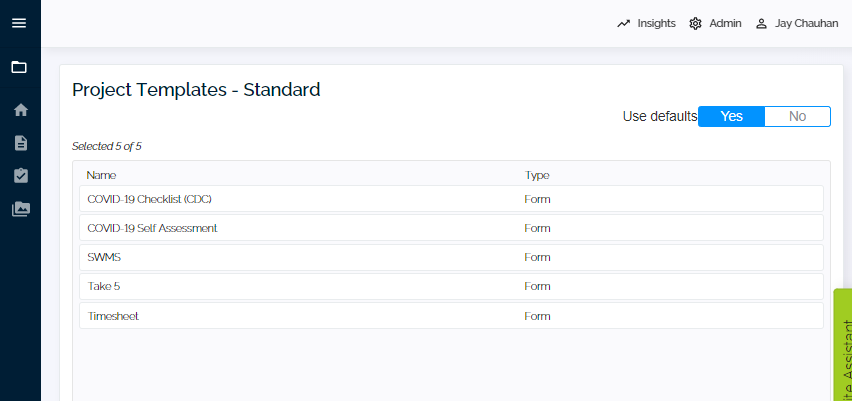 Adding Form Templates to Projects – Damstra