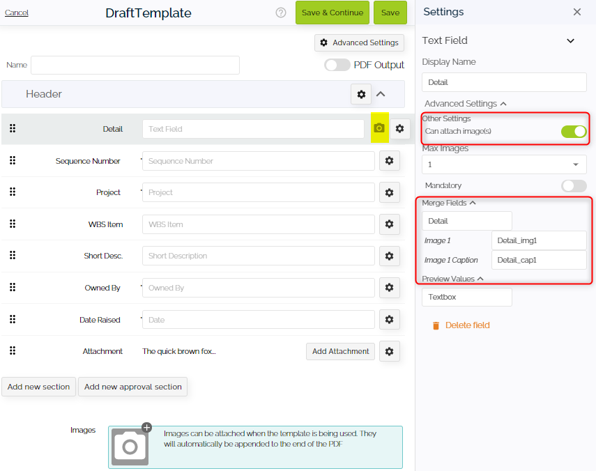 Attach Forms, Actions, Images and Files - Attach images to a field ...