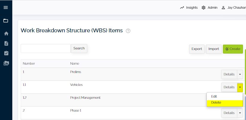 Project Administration - WBS Items – Damstra