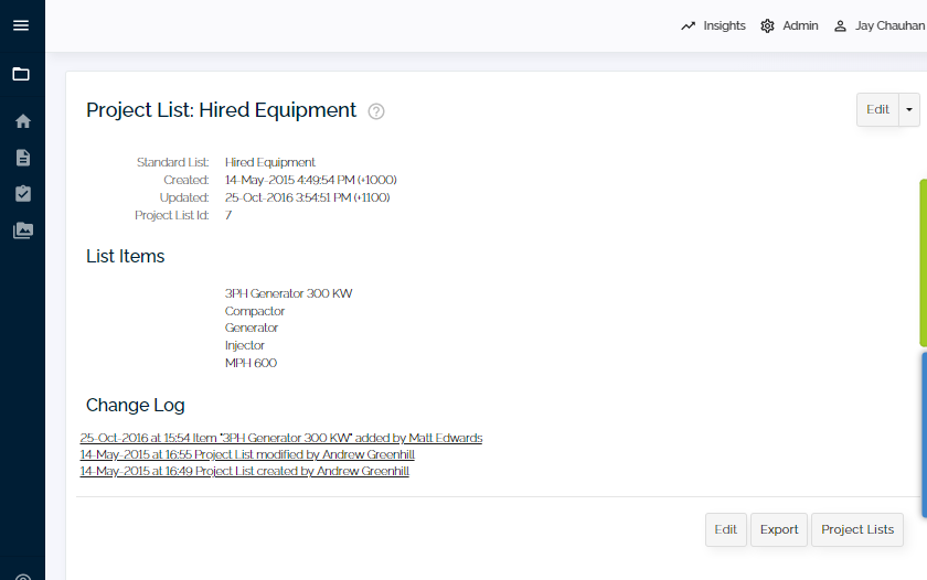 Project Administration - Project List items – Damstra
