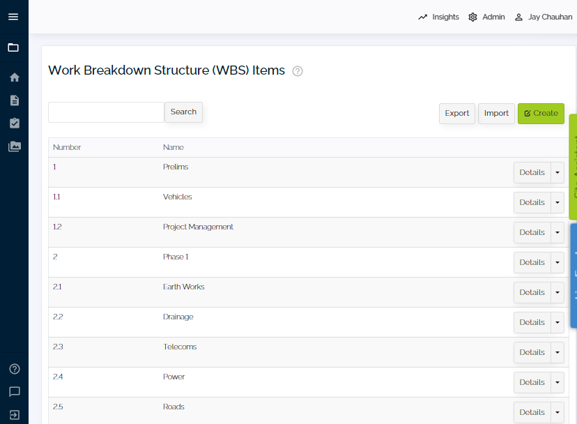 Project Administration - WBS Items – Damstra