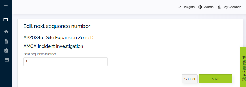 Project Administration - Sequence Numbers – Damstra