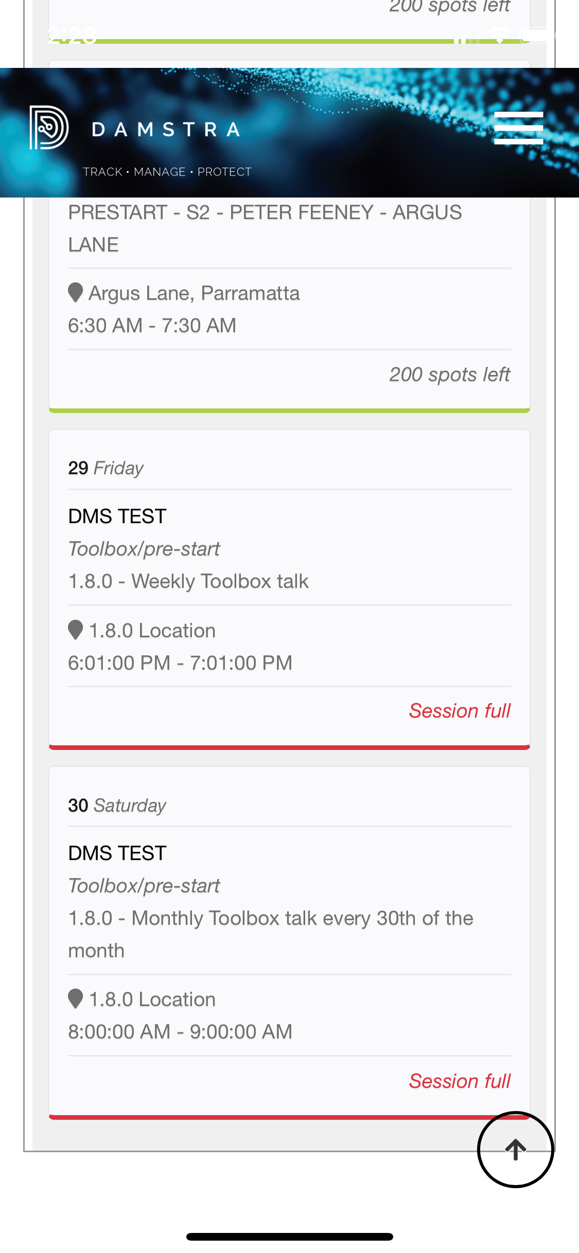 Managing health and safety sessions in TWMS mobile app – Damstra