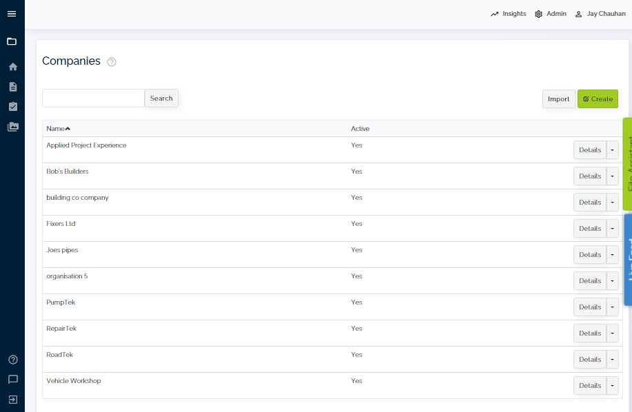 Organisation Administration - Using the Companies List – Damstra