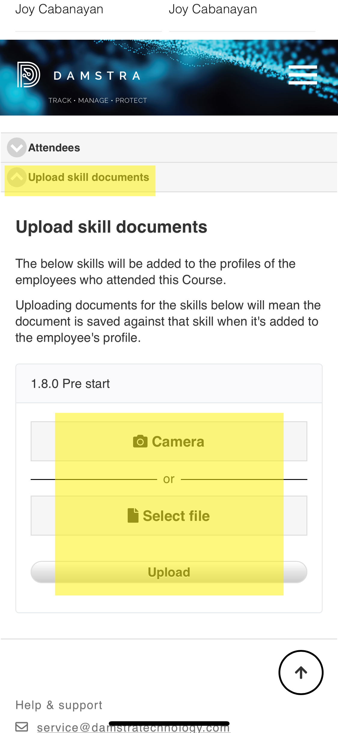 Managing health and safety sessions in TWMS mobile app – Damstra