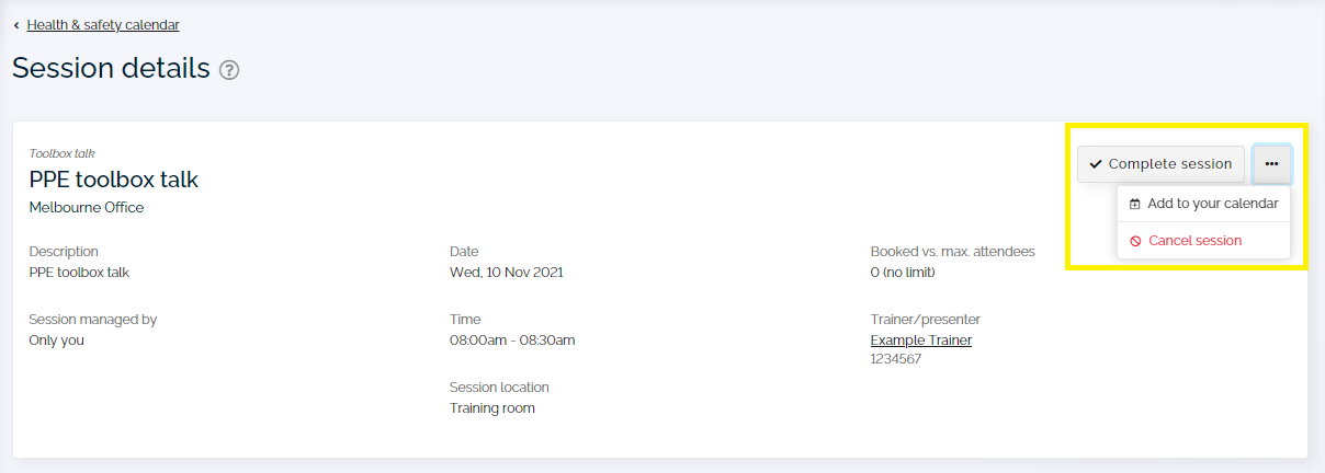 Updating session details – Damstra