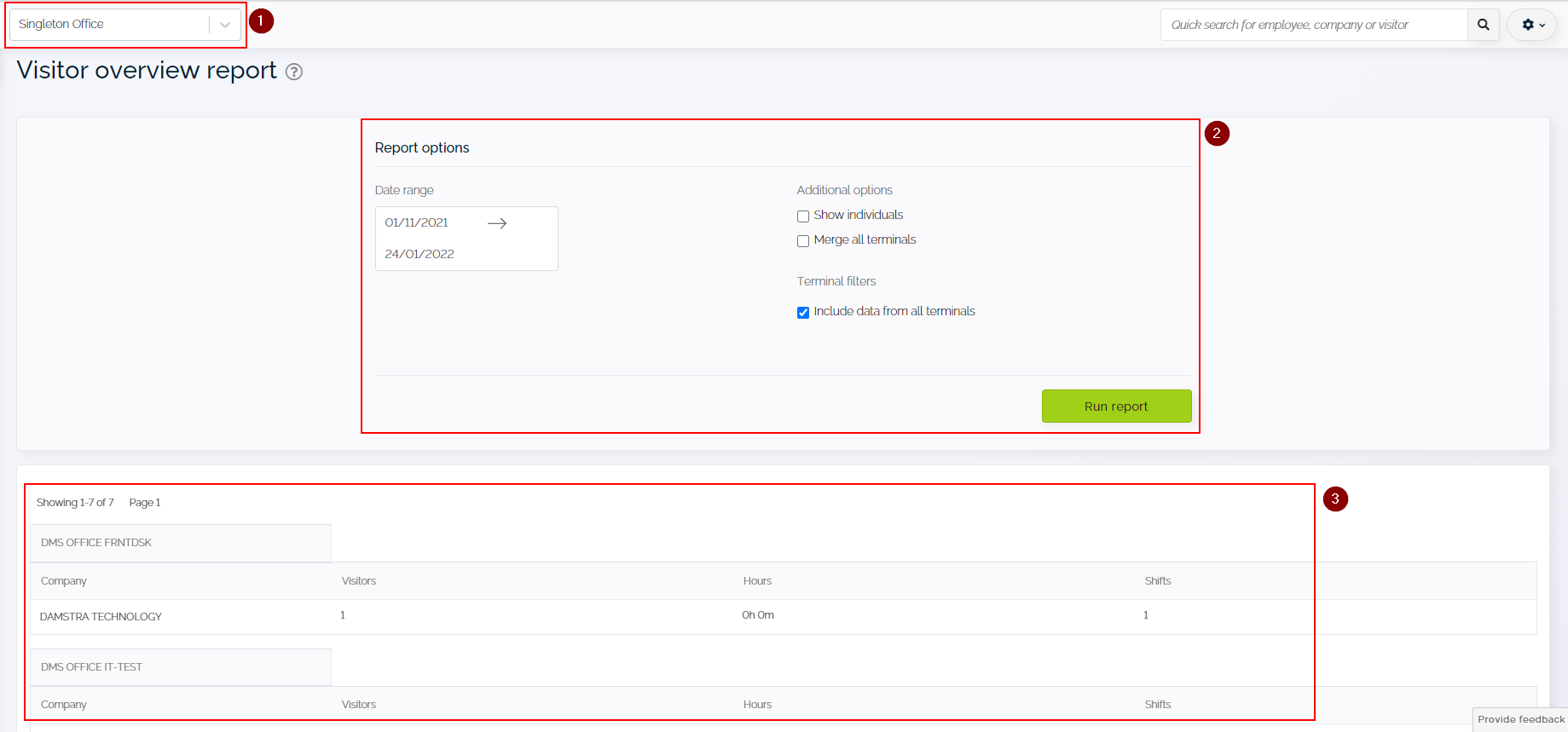 Visitor Overview Report – Damstra