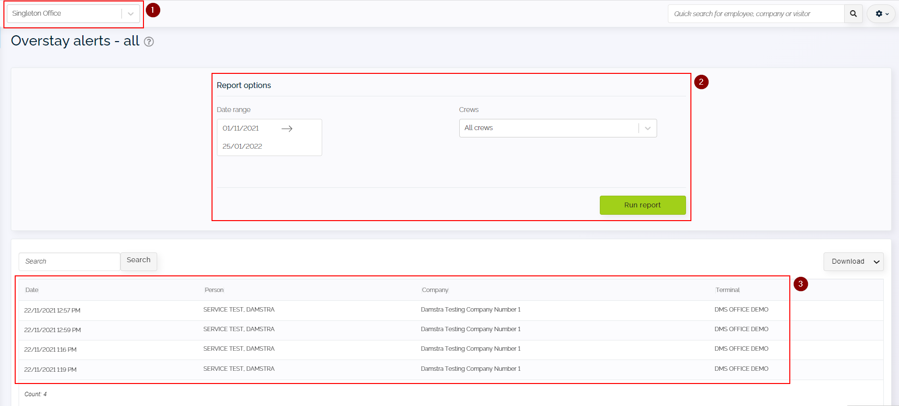 Overstay alerts - all – Damstra