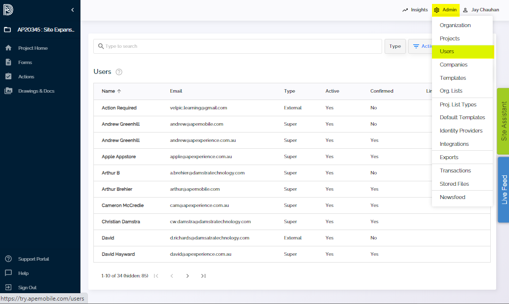Organisation Administration - Managing Users – Damstra