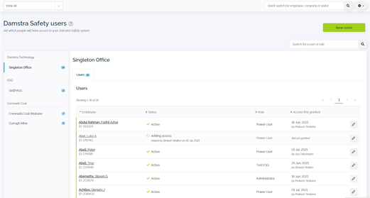 Managing Damstra Safety users – Damstra