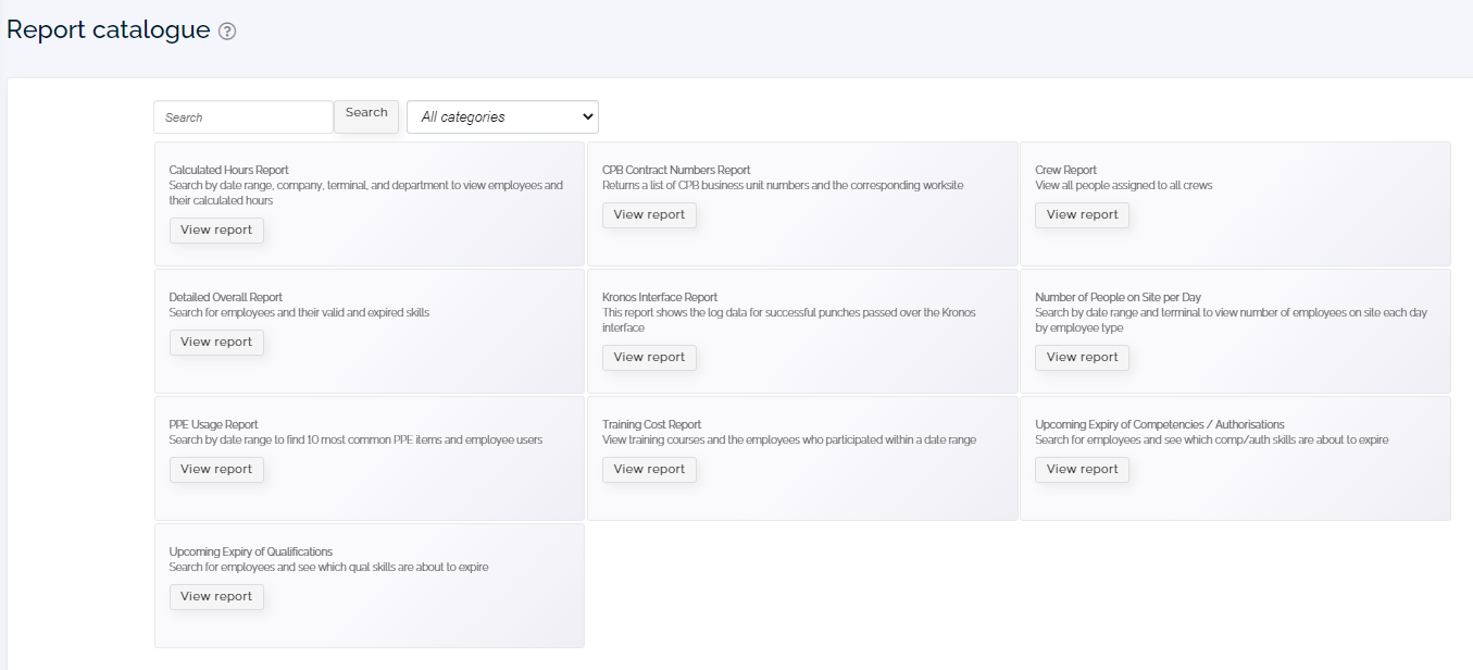 Report Catalogue Overview – Damstra