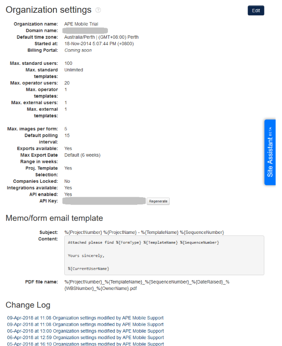 Organisation Administration - Organisation Settings – Damstra