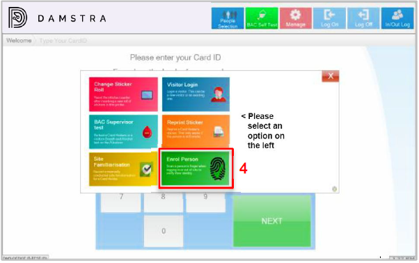 Enrolment: Finger Scan – Damstra