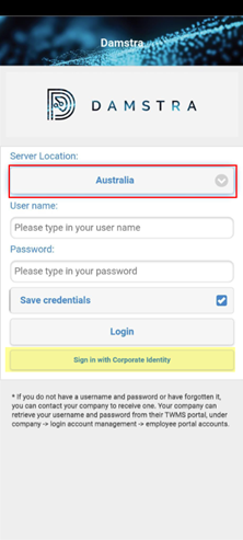 TWMS Mobile SSO Login feature – Damstra
