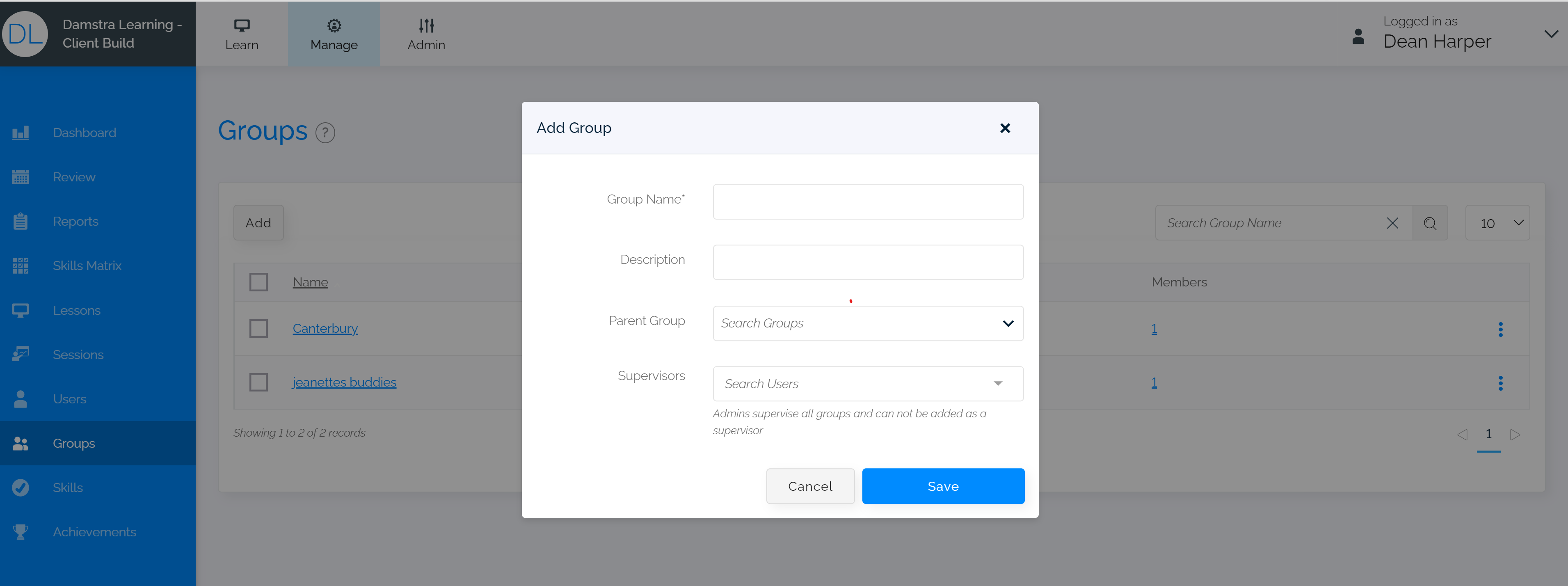 Manage Users in Damstra Learning – Damstra
