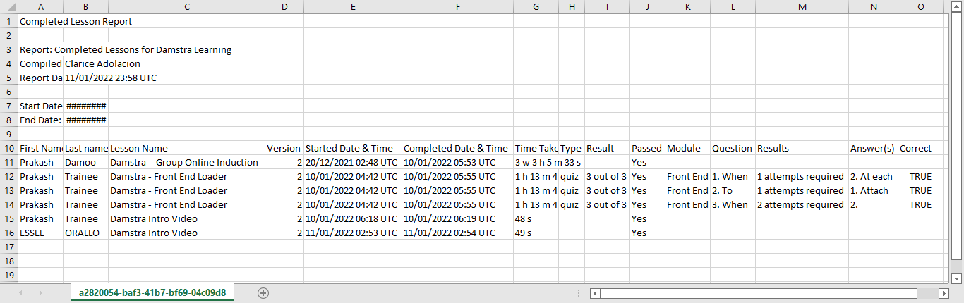 Reports overview – Damstra