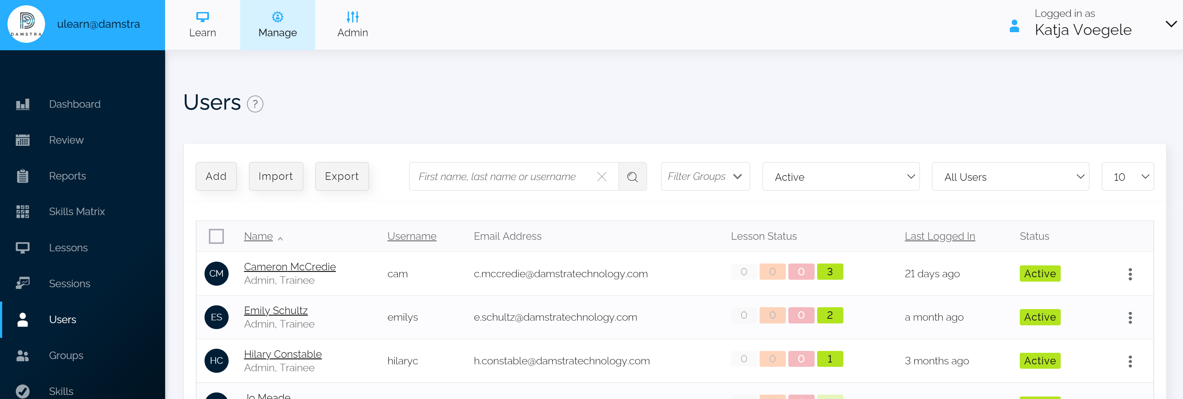 Importing stems users into Damstra Learning – Damstra