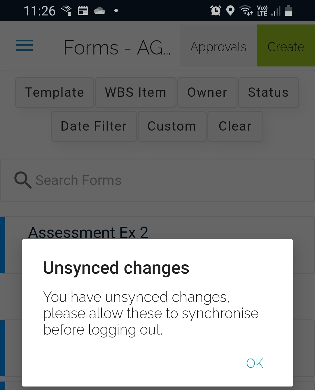 When trying to log out, I get a message about unsynced changes – Damstra