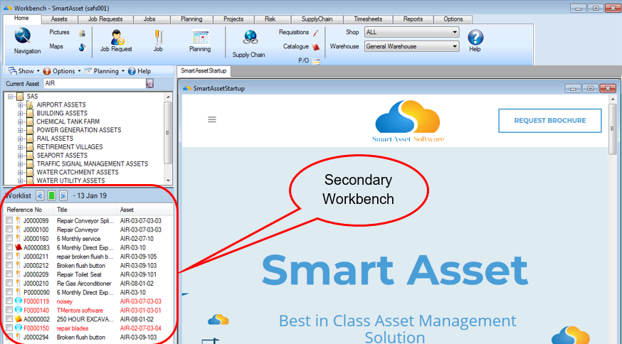 Workbench asset tree & worklist – Damstra