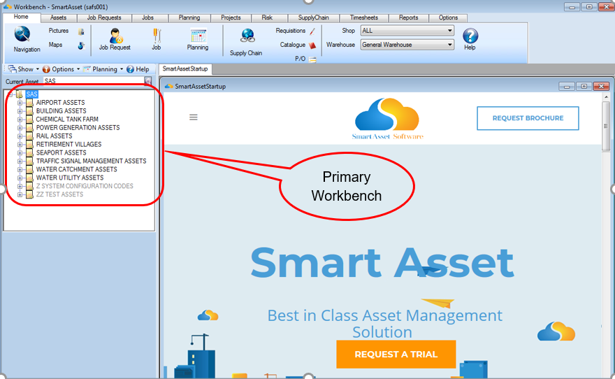 Workbench asset tree & worklist – Damstra