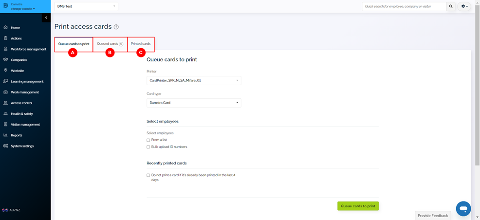 Print Card Access – Damstra