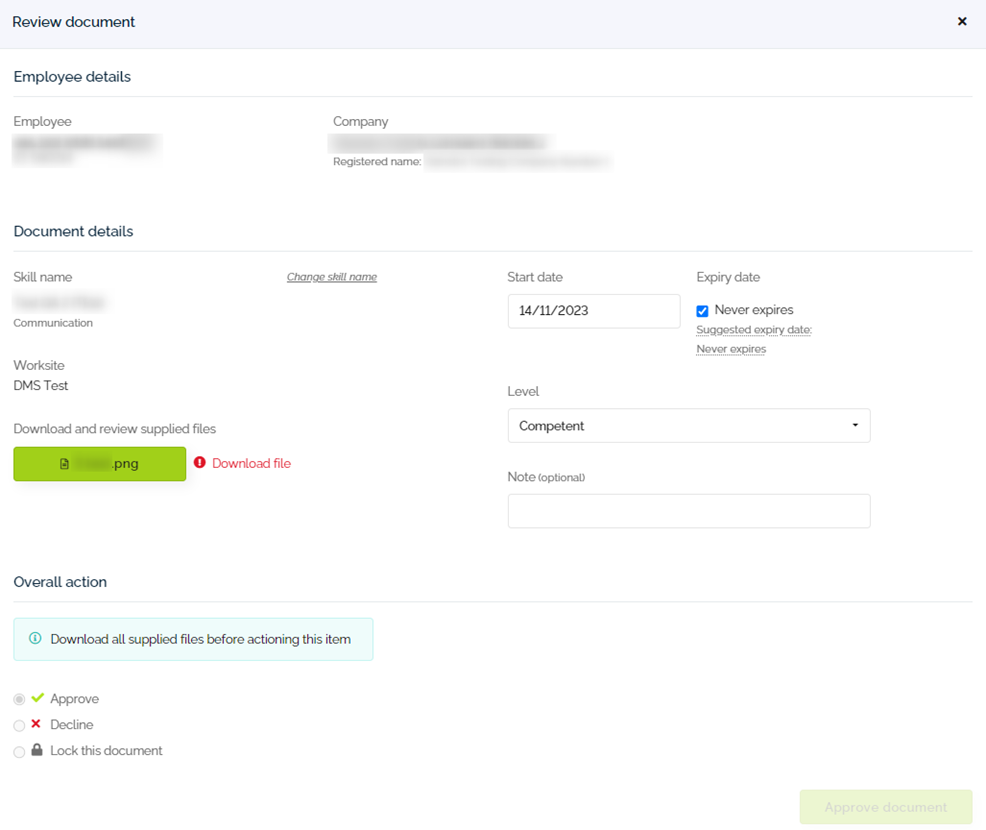 Self-verification – Employee Mobilisation Requests – Damstra