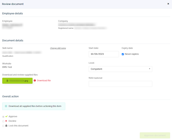 Self-Verification – Employee Documents – Damstra