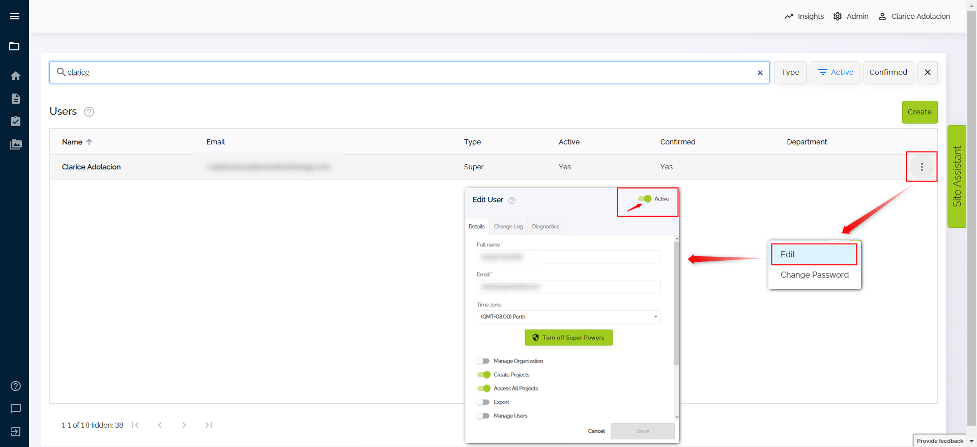 Managing User Status - Changing staff – Damstra
