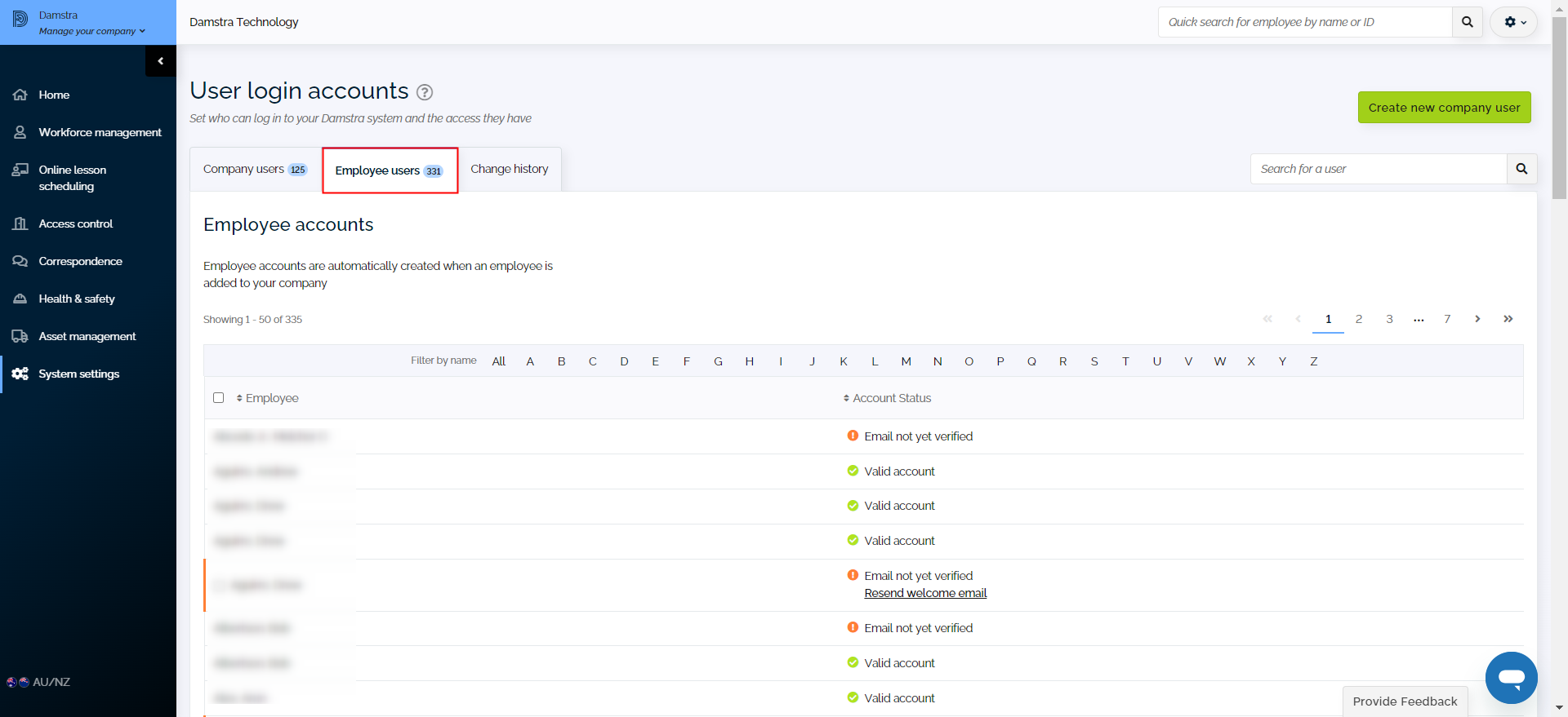 Employee users – Damstra