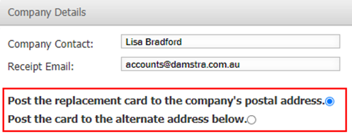 Card Replacement Request – Damstra